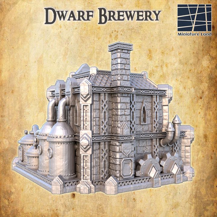 3D Printable Dwarf Brewery - Tabletop Terrain - 28 MM by MiniatureLand